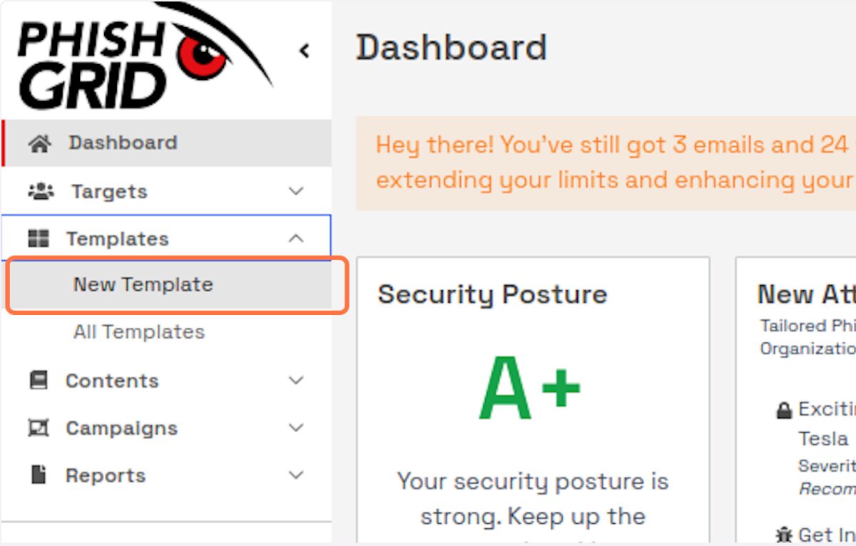 Adding a Phishing Template - PhishGrid