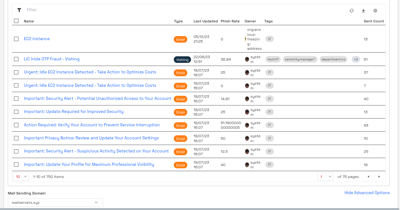 Create your first campaign - PhishGrid